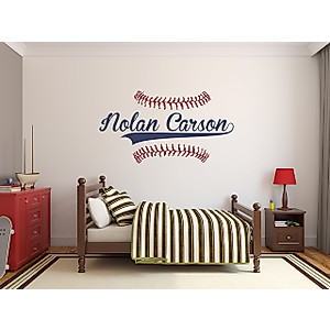 Personalized Name Baseball Wall Decal - Bedroom Wall Decals - Nursery Wall Decals - Boys Baseball Art Vinyl Sticker