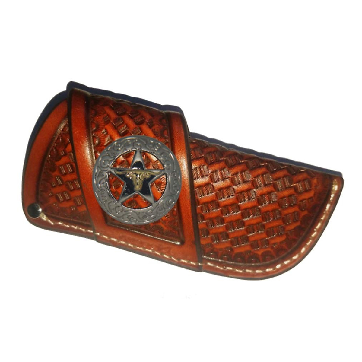 Custom Nocona Weave Longhorn Star Side Draw Knife Sheath left side