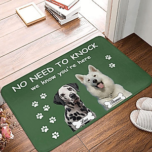 Custom Door Mat Personalized Dog Welcome Doormat Front Door Mat - No Need to Knock - Hope You Brought - Housewarming Gift Customized Outdoor Welcome Mat Rug Home Decor Dog Doormats (Style 1)