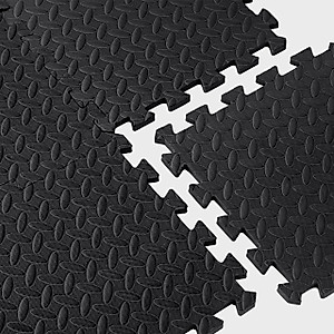CAP Barbell Exercise Mat Interlocking Puzzle Mat, Diamond Plate Texture, Covers 12 Sq Ft, Black 12 x 12 x 1/2