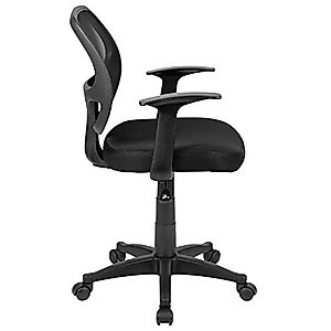 Flash Furniture Mallard Mid-Back Black Mesh Swivel Ergonomic Task Office Chair with T-Arms - Desk Chair