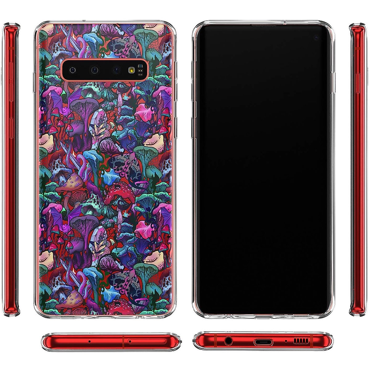 TPU Phone Case Compatible with Samsung A72 A71 5G A70 A51 A50 A32 A21 A11 A12 A13 A14 A01 Trippy Flexible Forest Witchy Lightweight Mushrooms Shockproof Fly Agaric Silicone Magic Protective Soft
