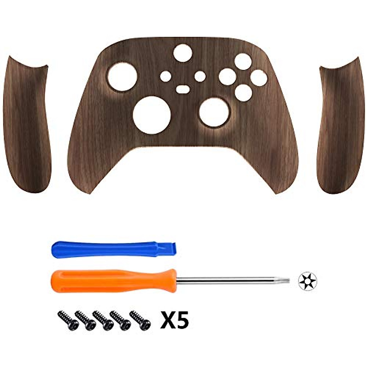 eXtremeRate Side Rails Grips Shell for Xbox Core Wireless Controller, Wood Grain Replacement Part Front Housing Cover Handles Faceplate for Xbox Series X & S Controller [Controller Excluded]