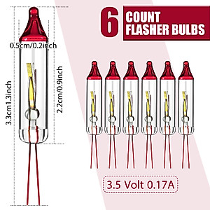Remagr Flasher Christmas Replacement Bulbs 3.5 Volt 0.17A Christmas Trees Incandescent Lights Bulbs Led Mini String Light Replacement Flash Bulbs for Indoor Outdoor Christmas Tree Lights (6 Count)