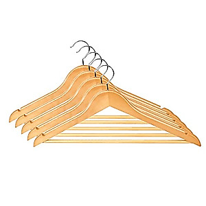 Wooden Coat Hangers, 5 Pieces of Personalized Engraved High-End Wooden Suit Hangers with Non-Slip Trouser Bars, 360° Rotating Hooks and Precise Cut Notches for Jackets, Pants, Dress Hangers (1)