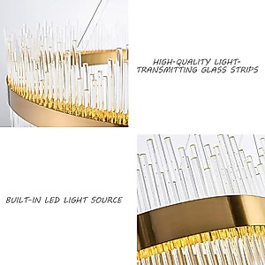 Chandelier,Crystal chandelier, Ceiling Chandelier Lamp, Modern Crystal Chandelier Oval Gold Crystal Pendant Light LED Chandelier Hanging Lighting Fixture Adjustable Height for Dining Room Kitchen Livi