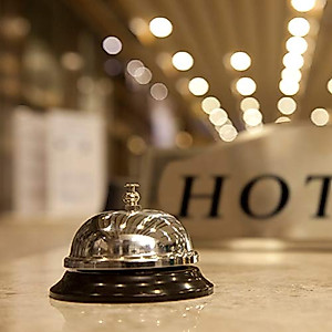 Call Bell Chrome Finish. Hand front desk ringing bell service hotel, counter, school teacher classroom, restaurant, reception, Hospitals, warehouse, office, dinner, kitchen, elderly ring. 3.38"/Silver