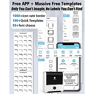 Memoking Bluetooth Label Maker - M200 Thermal Label Printer for Small Business, Address, Logo, Mailing, Office Organization, Kitchen, Label Maker Machine for Phones & PC, 3 Roll Labels