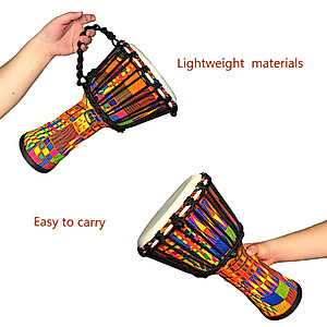 RUOSWTE 8-inch Djembe Drum, West African Style Hand Drum，Drum Circles,Percussion Music Bongo Drum，Music Healing Instrument