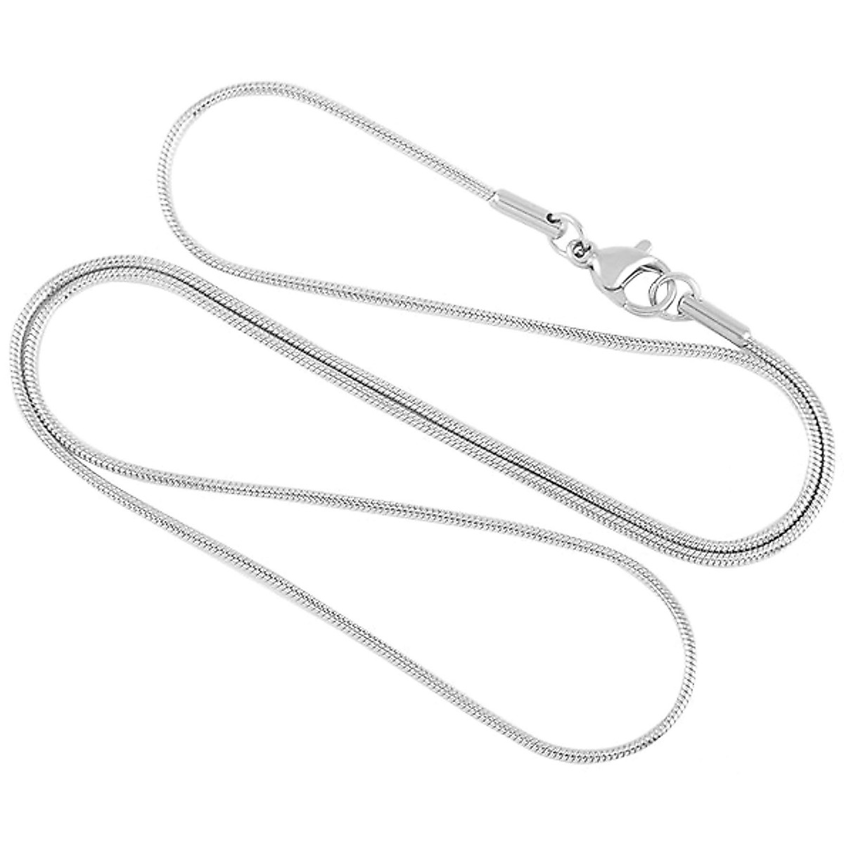 Playboy Bunny Necklace, 18" (45cm) Snake Chain, Pure 304 Stainless No-Tarnish Chain with Antiqued Silver Zinc Alloy Playboi Pendant