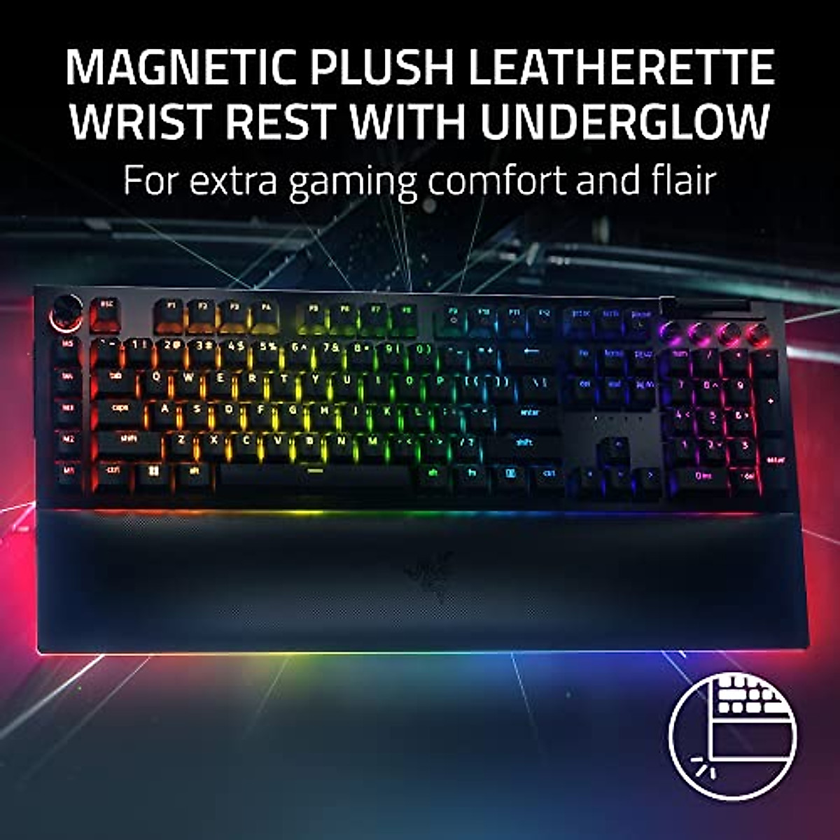 Razer BlackWidow V4 Pro Wired Mechanical Gaming Keyboard: Yellow Mechanical Switches - Linear & Silent - Doubleshot ABS Keycaps - Command Dial - Programmable Macros - Chroma RGB - Magnetic Wrist Rest