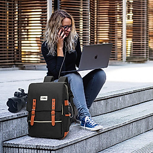 JOYHILL Vintage Laptop Backpack for Men Women, Unisex Fashion School College Rucksack, Travel Backpack Fits 15.6 Inch Laptop