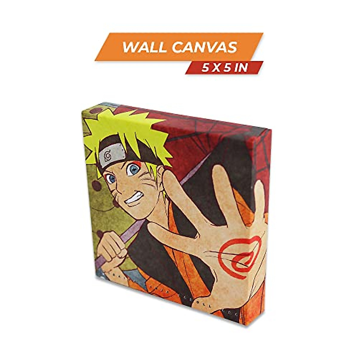 JUST FUNKY Naruto Shippuden Naruto Uzumaki Looksee Collector Box | 5 Official Naruto Collectibles | Includes Wall Canvas, Enamel Pin, Keychain, Acrylic Stand, and Floaty Pen | Collect Them All
