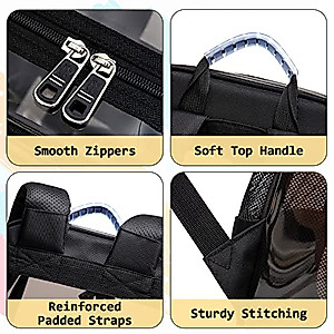 ASKSKY Clear Backpack Stadium Approved, Thriple Compartments Book Bag Heavy Duty Black PVC See Through Backpack for School for College Travel Work Festival, Black and Grey