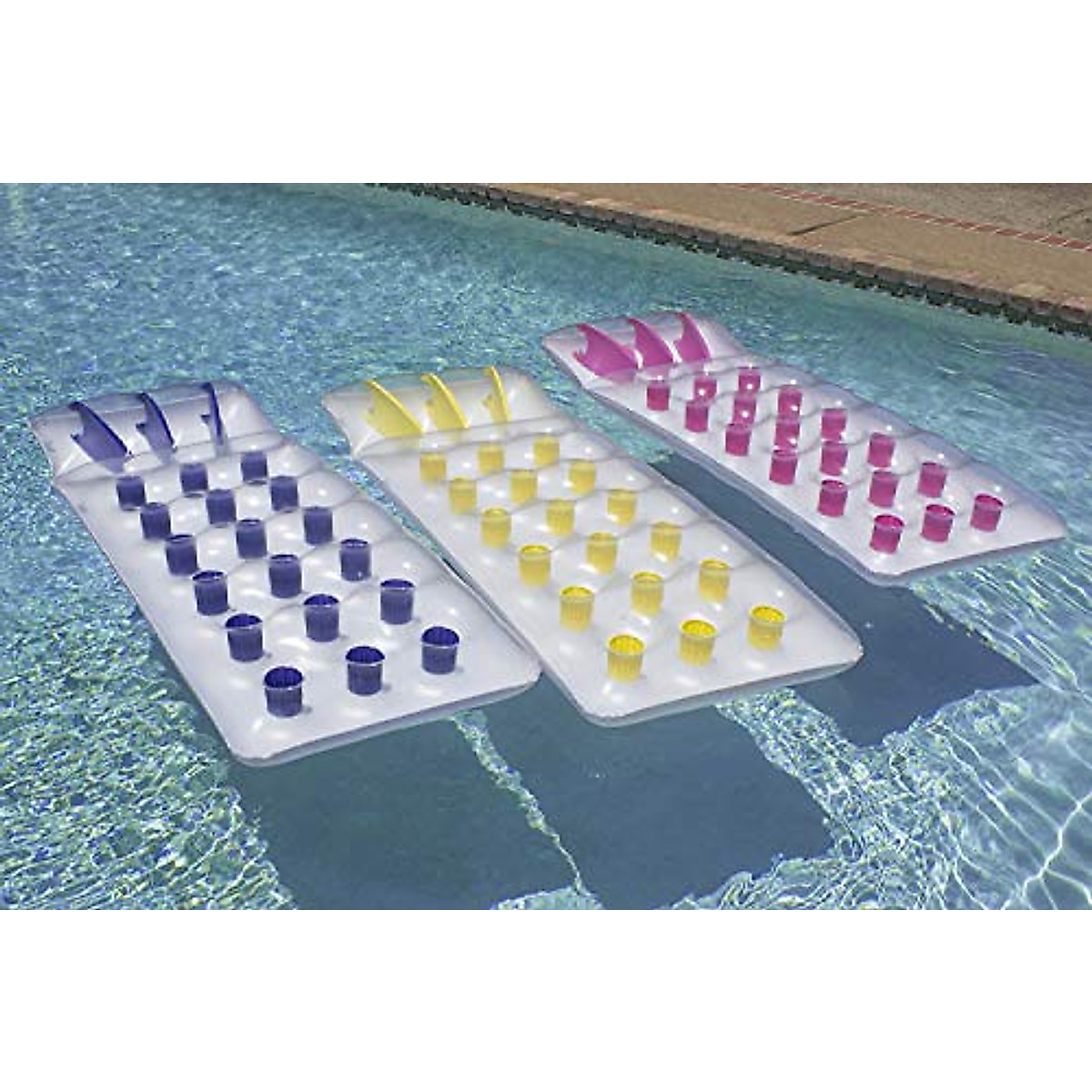 Poolmaster 83356 French Pocket Swimming Pool Mattress, Pink, Blue or Yellow