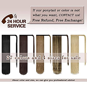 BARSDAR 26 inch Ponytail Extension Long Straight Wrap Around Clip in Synthetic Fiber Hair for Women - Dark Brown mix Auburn Evenly