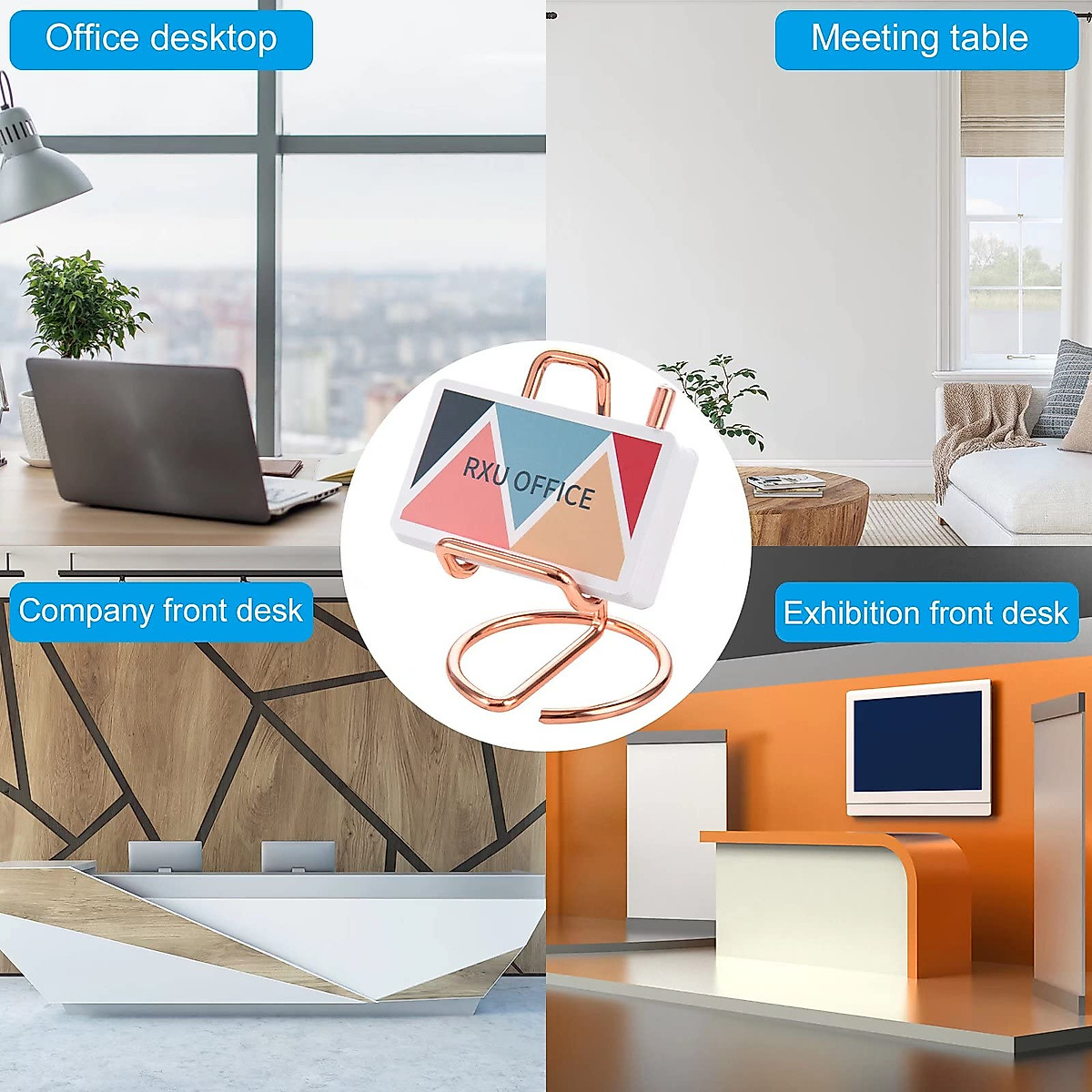 Business Card Holder for Desk,Cute Metal Rose Gold Desktop Business Card holder Display for Men & Women