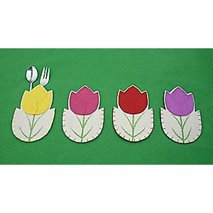 8pc Decor Silverware tableware Holders Dinner Case Easter Pockets Decoration Home Decor Table Setting for 4