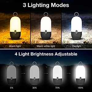 LED Camping Lantern Rechargeable,DeckTok Camping Lights,1000LM,4 Days Runtime,3 Dimmable Light Modes,Waterproof Portable Tent Lantern,Lanterns for Power Outages, Hiking,Hurricane,Emergency,Home