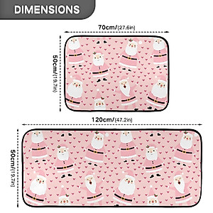 Exnundod Pink Winter Santa Claus Kitchen Mat Rugs, Cartoon Cute Floor Runner Non Slip Comfort Mat for Living Room Laundry Room Hallway Home Decor
