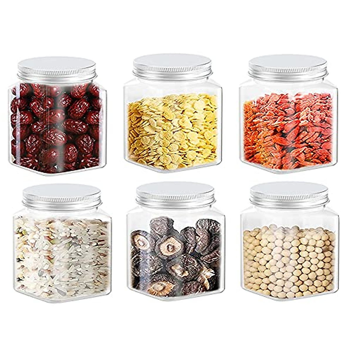 24 Ounce Clear Plastic Jars Storage Containers With Lids For Kitchen & Household Storage Airtight Container 6 PCS