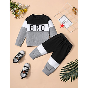 Aulyffo Toddler Boy Clothes,4T 5T Boys Sweatshirts Fall Outfits Casual Long Sleeve Letter Tops Jogger Pants 2Pcs Fashion Boys Clothing Sets
