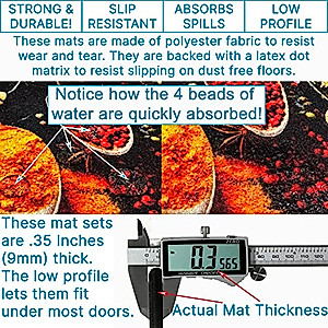 UpNUpCo Artistic and Colorful Kitchen Rugs Kitchen Mats for Floor Non Slip Kitchen Rugs and Mats Kitchen Mat Set Farmhouse Kitchen Rugs and Mats Kitchen - Spicy Art - 2 Pieces - 30"x17" + 47”x17