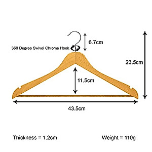 Niza Wooden Hangers 20 Pack Wood Coat Hangers for Closet Premium Quality Heavy-Duty Hangers Wood Hangers for Coat Suit Hangers Clothes Hanger with 360° Rotation Hook