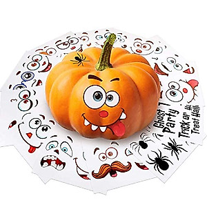 60 Pieces Halloween Pumpkin Stickers Jack O Lantern Pumpkin Decorating Face Stickers for Halloween Trick or Treat Party Favors Decorations