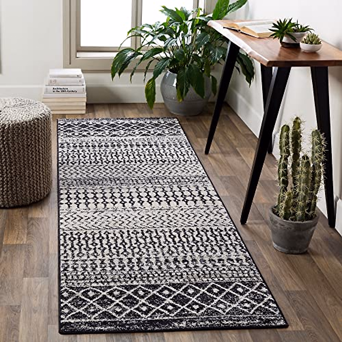 Artistic Weavers Chester Boho Moroccan Runner Area Rug,2'7" x 7'6",Black
