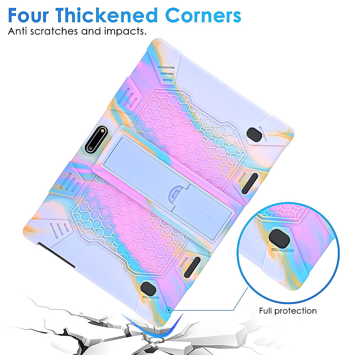 DETUOSI Case Compatible with Dragon Touch K10, Multi-Angle Stand Case, Soft Silicone Protective Cover for ZONKO K105, Victbing 10, Winsing 10, YELLYOUTH 10, Hoozo Touch 10, Rose Red & Purple