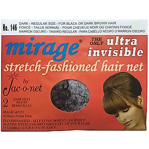Jac-O-Net Hair Net Mirage Ultra-Invisible Dark,2 Per Pack [Pack of 12]