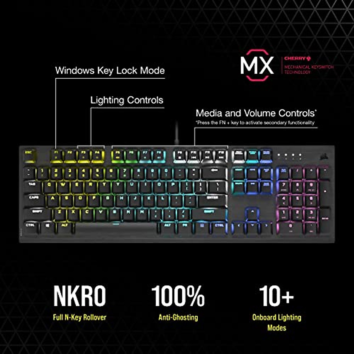 Corsair K60 RGB Pro Low Profile Mechanical Gaming Keyboard - CHERRY MX SPEED Mechanical Keyswitches – Slim and Streamlined Durable Aluminum Frame - Customizable Per-Key RGB Backlighting