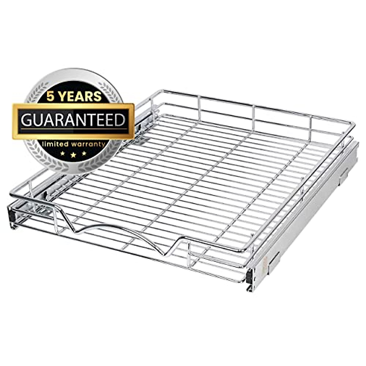 HOLD N' STORAGE Pull Out Cabinet Organizer, Heavy Duty-w/Lifetime Limited Warranty-20”Wx21”D- Requires At Least a 21-1/4” Cabinet Opening, Steel Metal Cabinet Drawers Slide Out, Chrome Finish