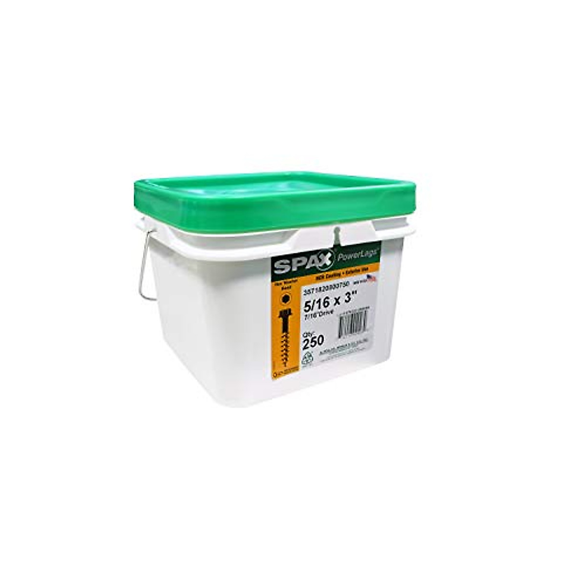 SPAX 5/16" x 3" Exterior Hex Head Structural Wood Lag Screws Powerlags Hex (250 EA) Bulk Pail Bit Included Heavy Duty Rust Resistant