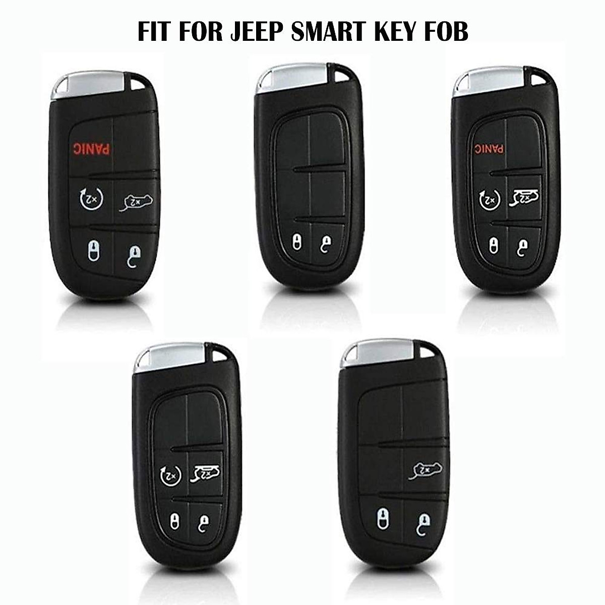 K LAKEY Jeep Key Fob Cover,Fit for Jeep Bottons Remote Key Grand Cherokee Renegade Compass Dodge Durango Journey Charger Challenger Key Fob,Smart Key Fob Soft TPU Case Shell with Alloy Keychain Silver