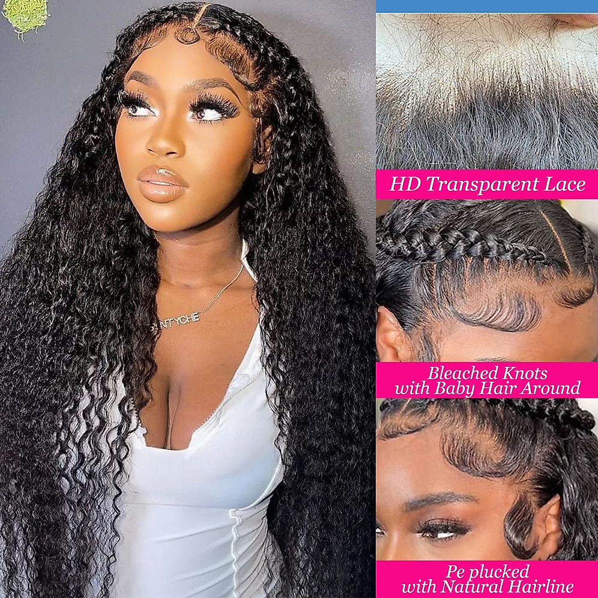 Water Wave Lace Front Wigs for Black Women Wet and Wavy Lace Front Wigs Human Hair Pre Plucked with Baby Hair 180 Density 13x4 Curly HD Lace Front Wigs 30 Inch