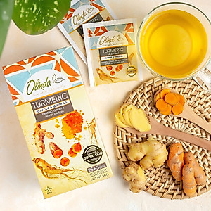 Olinda Turmeric, Ginger, and Ginseng Herbal Tea, Anti-Inflammatory, Antioxidant-Rich | Caffeine-Free Tea Bags, Brew Hot or Cold, 28 Tea Bags - Pack of 1