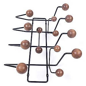 Coat Hooks Hang it All Coat Rack Wall Mounted Coat Hooks with Solid Walnut Wooden Balls