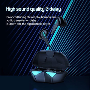 Wireless Gaming Earbuds with Blue Breathing Lights, 65ms Ultra-Low Latency Bluetooth Earbuds, Bluetooth 5.3 chip Dual Modes(Game/Music), HiFi Bass Surround Stereo Sound, 35Hours Playtime(White)