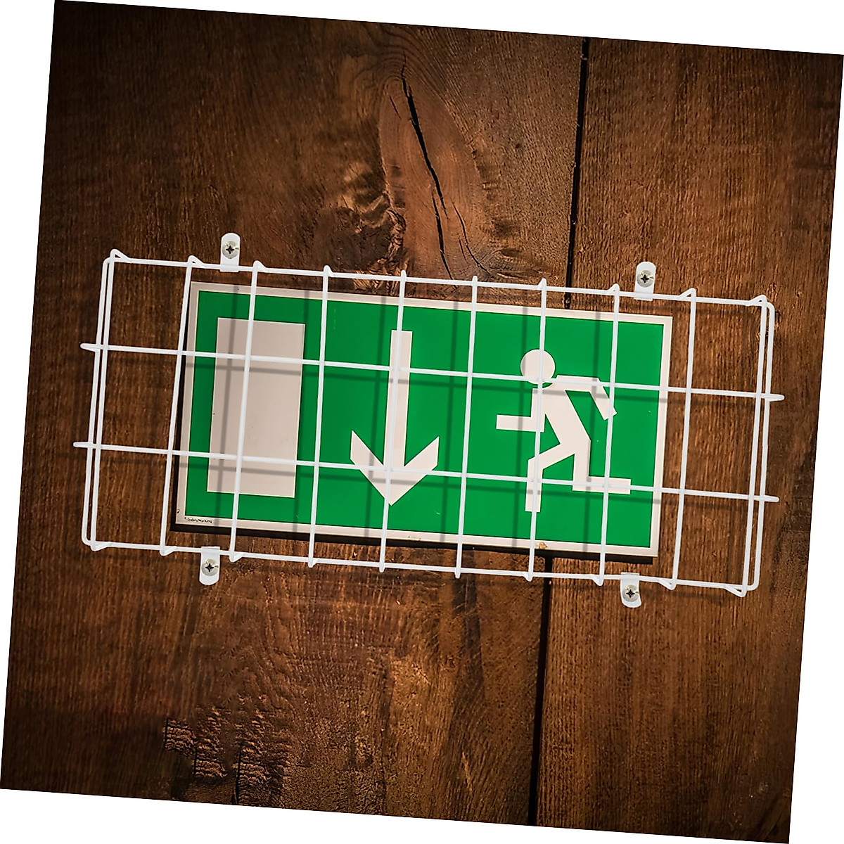 Lampshade Protection Net Signs Emergency Light Exit Sign Protective Guard Emergency Guard Exit Sign Wire Guard Exit Sign Cage Exit Light Guard Exit Sign Guard White Iron OSALADI