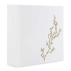 R-kay Gold Napkins 6.5 by 6.5, Luxury 3 Ply Wedding Napkins - 40 Pack Large Ultra Soft Party Napkins - Napkins Disposable Decorative For Cocktails Weddings And Upscale Dinner