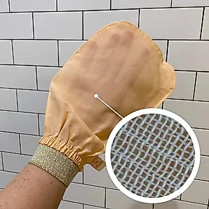 WATCH ME GLOW Silk Exfoliating Glove 100% Turkish Silk DEEP EXFOLIATING Body Scrubber Dead Skin Removal Body Exfoliator SMOOTHS SKIN and Keratosis Pilaris Exfoliating Mitt