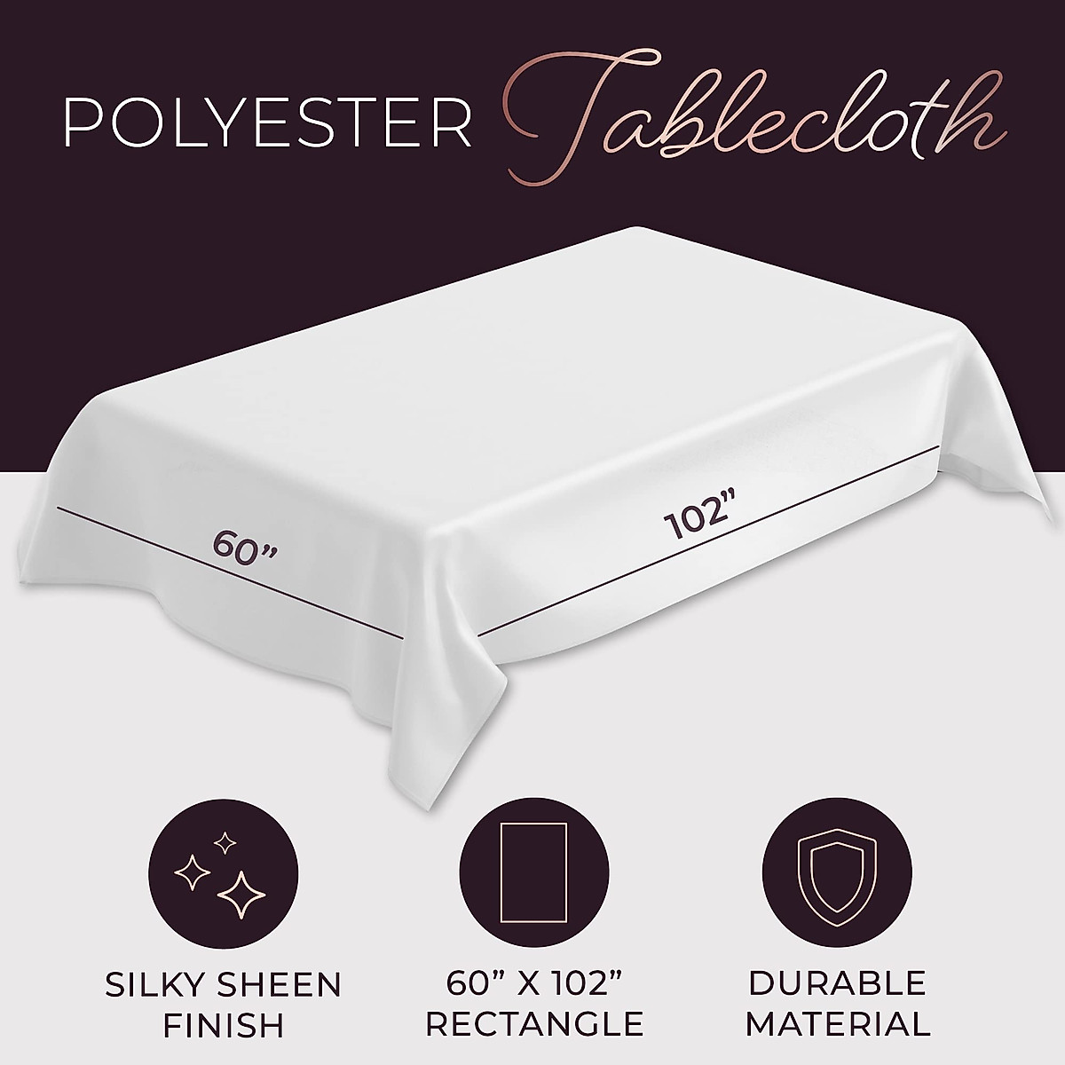 Grandipity Rectangle Tablecloth (White Tablecloths 60" x 102") - Polyester Tablecloth - Stain & Wrinkle Resistant Washable Polyester Tablecloths Decorative Cloth Table Cover (1 Pack)