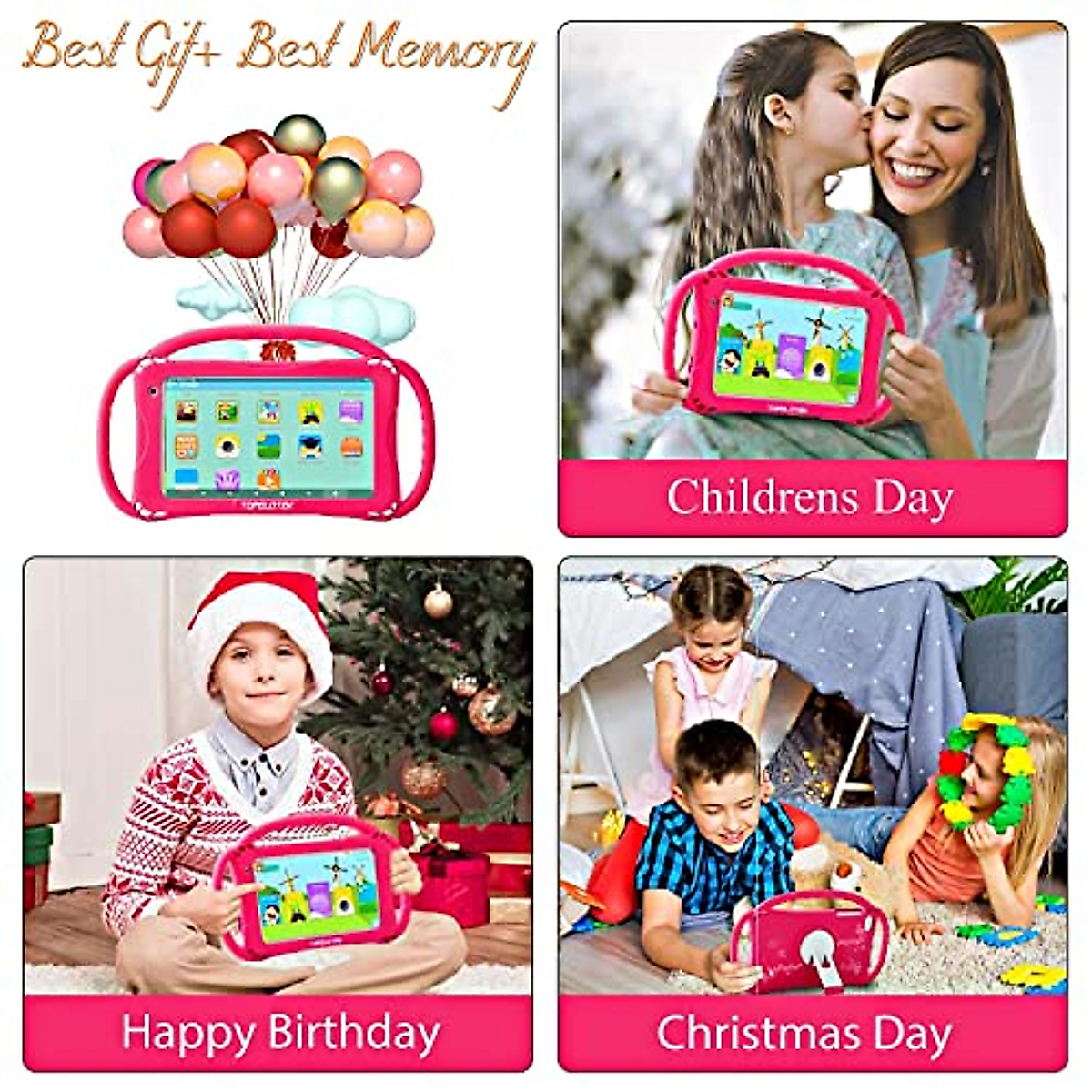 Kids Tablet 7 inch Toddler Tablet for Kids Android Kids tablet for toddlers WiFi Kids Tablets for kids 32GB Children's Educational APP Installed YouTube Netflix Parental Control Kid-Proof Case (Red)