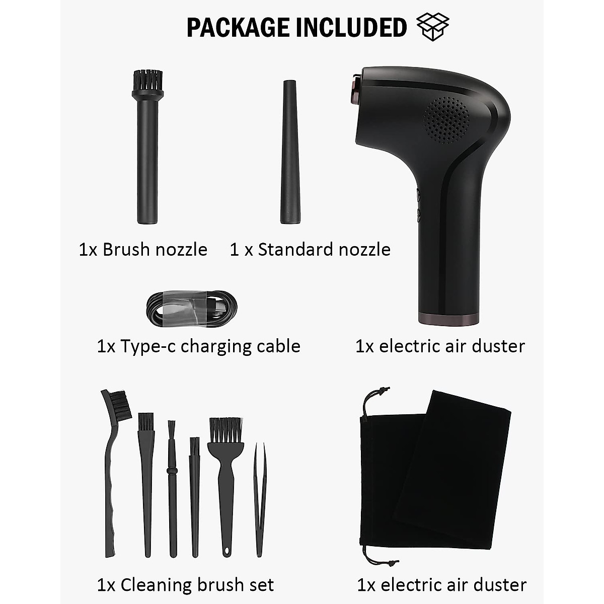 Compressed Air Duster, Electric Air Blower for Computer Cleaning, Portable Replaces Canned Air, Cordless Rechargeable 36000RPM Keyboard Cleaner, Gifts for Men