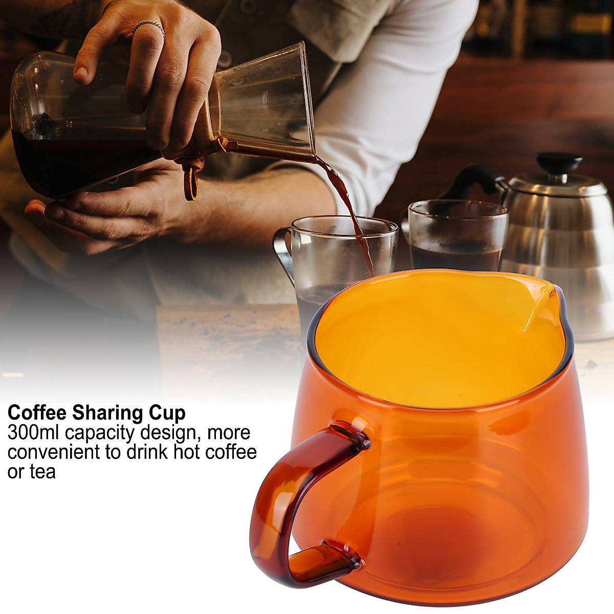Glass Cup, High Borosilicate Glass Coffee Mug Practical Heat Insulation for Drinkware for Coffee Accessories(amber)