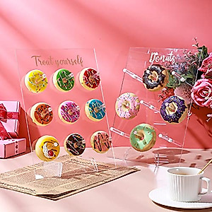 2 Pack Donut Stand Donut Display Wall Stand for Dessert Table Clear Acrylic Donut Holder Stand for Wedding Birthday Treat Holiday Gathering Party (13.78 x 9.84 Inch)