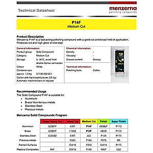 Menzerna P14F Medium Cut Rouge Bar Universal Polishing Paste For All Metals