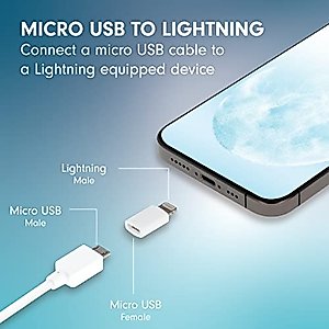 VisionTek Micro USB to Lightning Adapter – 2 Pack – MFi Certified Adapter for iPhone, Ipad, iPod and AirPods. Compatible with iPhone 12/12 Pro/12 Pro Max/XS/XS Max and Airpods/AirPods Pro